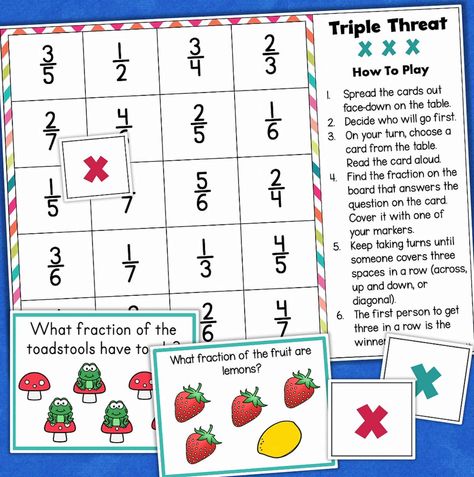 Fractions 5 Printable Math Games for 2 Players Learn at Home - Etsy