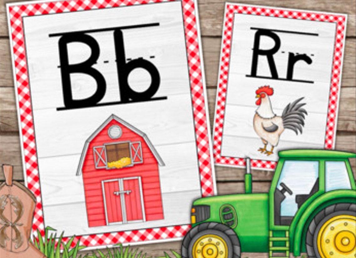 Printable Farm Theme Alphabet Posters ABC Letters Classroom - Etsy