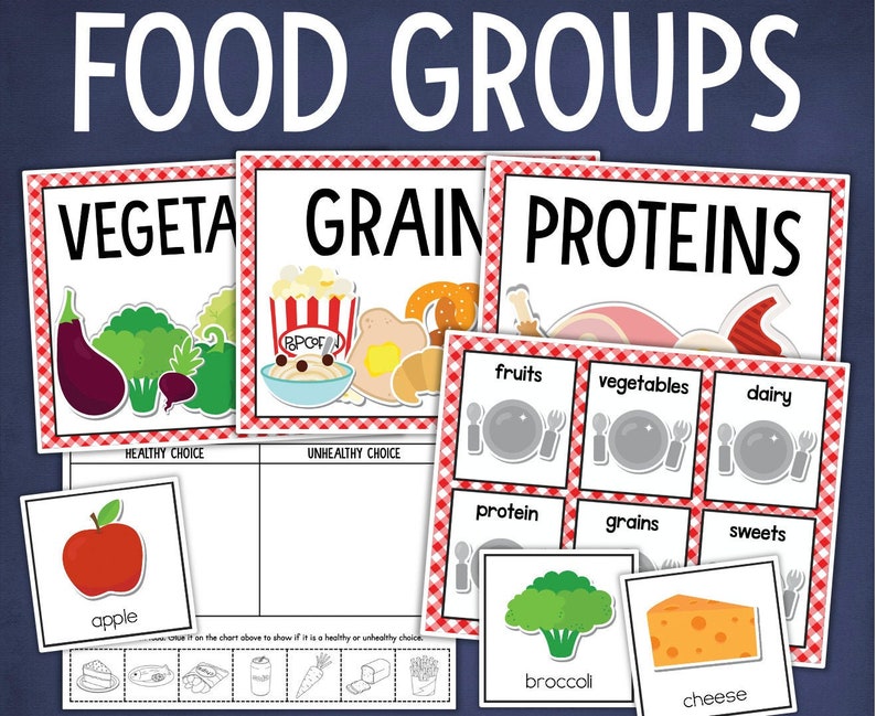 Food Groups Healthy Foods Activity Game Worksheet Kindergarten - Etsy