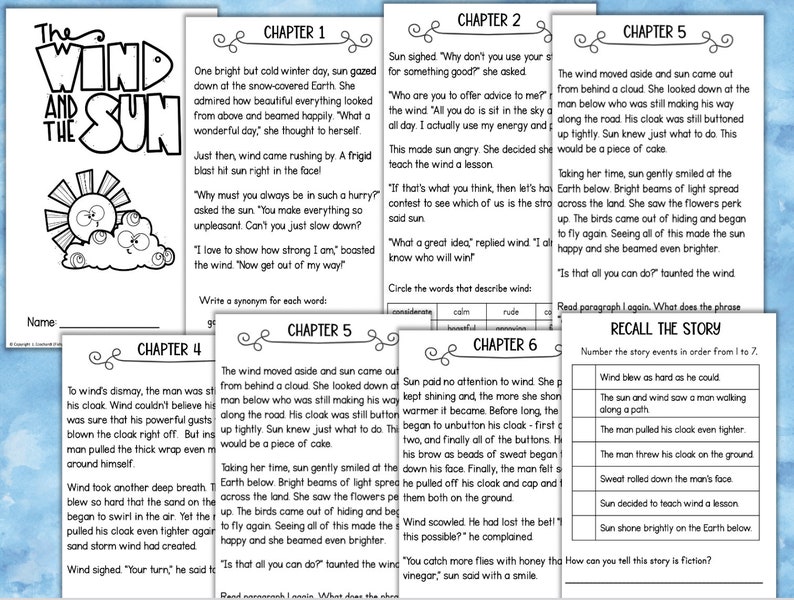 AESOP'S FABLES Printable Books Reading Comprehension BUNDLE 2nd 3rd ...