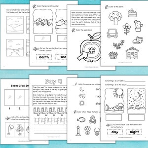 7 Days of Creation Story Posters, Book - Bible Sunday School Christian ...