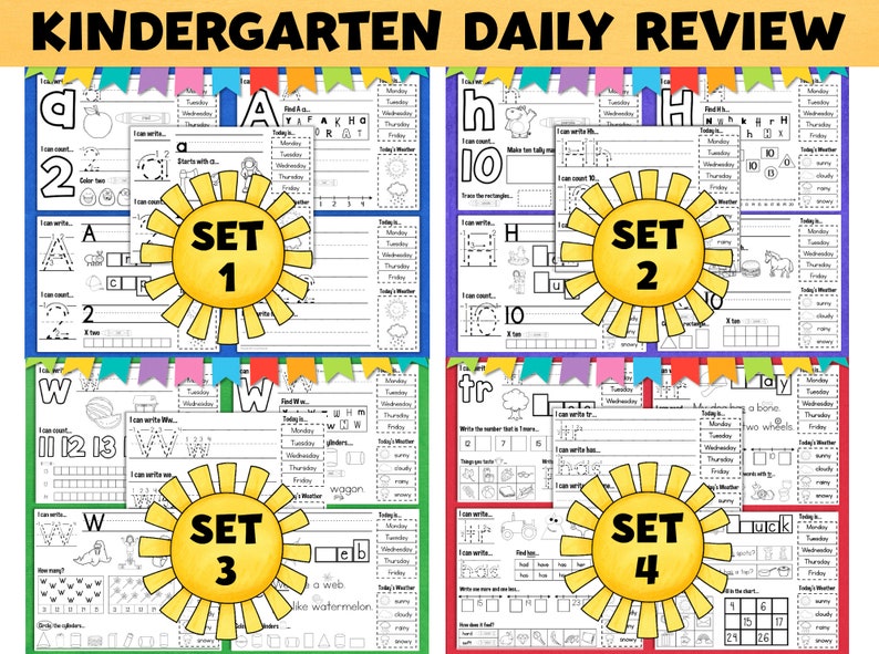 Kindergarten Daily Practice Worksheets FULL YEAR Phonics - Etsy