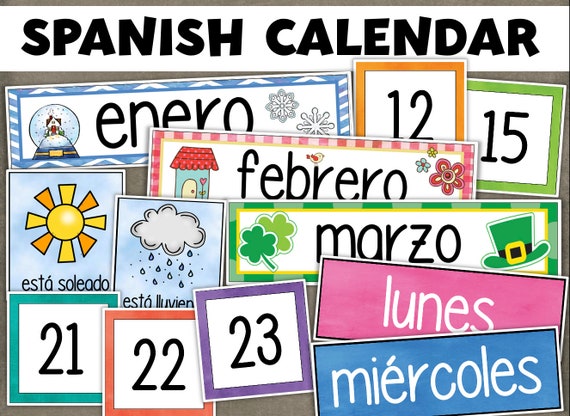 SPANISH Calendar Kit Months Days Seasons Weather Date Cards - Etsy