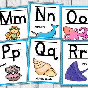 Printable UNDER the SEA Ocean Theme ABC Alphabet Posters Letters A to Z ...