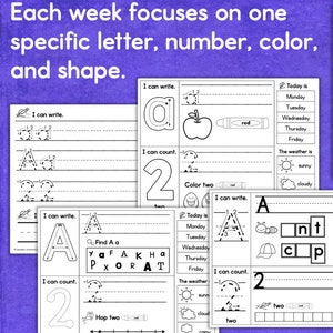 Kindergarten Daily Reading and Math Practice Morning Work Worksheets ...
