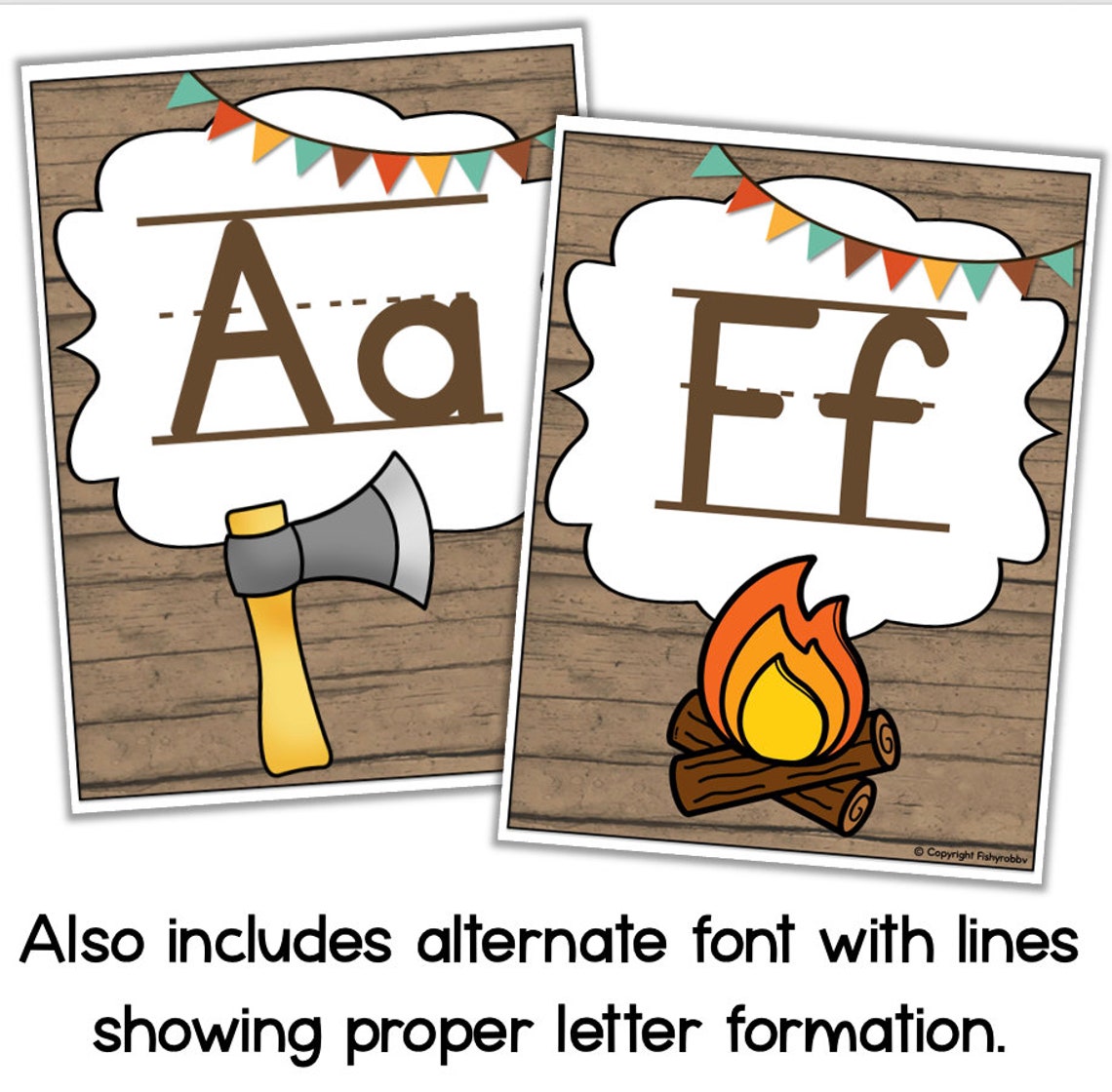 Printable CAMPING Theme ABC Alphabet Posters & Word Wall Letters A to Z ...
