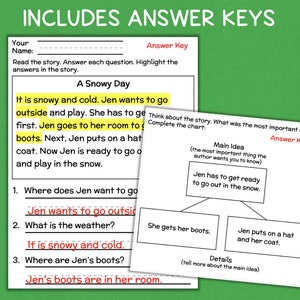 1st Grade Reading Comprehension Cut & Paste Worksheets Decodable ...