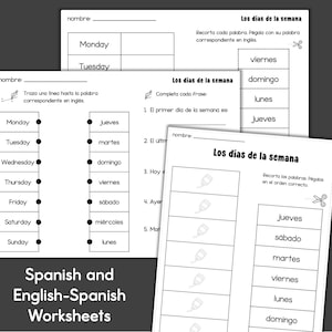 Días De La Semana SPANISH Days of the Week Posters and Worksheets ...