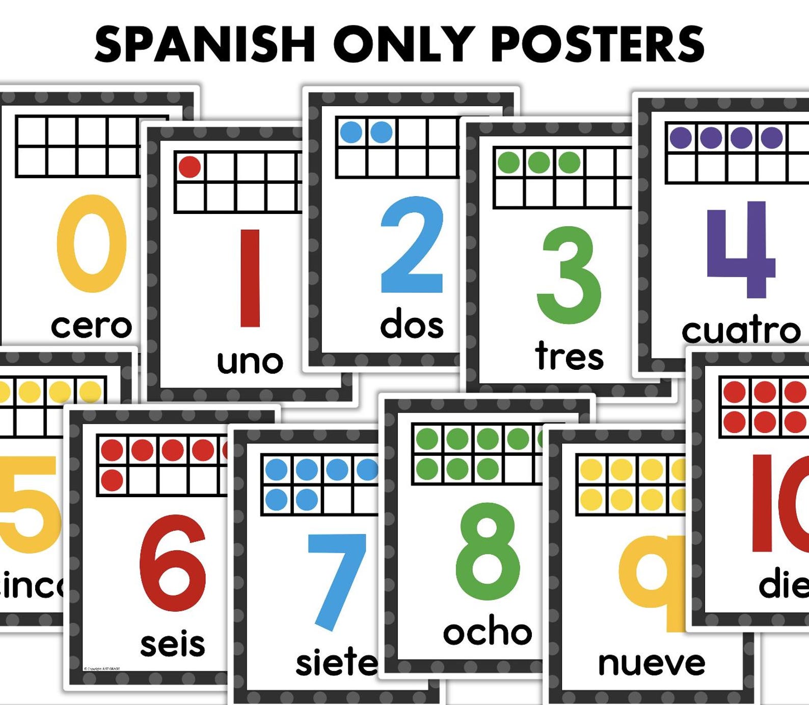 Los Números SPANISH Number Posters 0-20 Bilingual Spanish Classroom ...