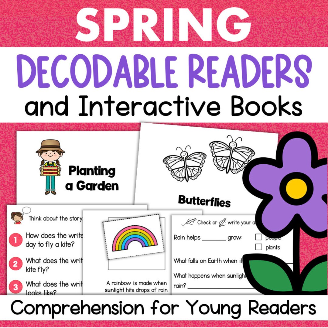 SPRING Printable Books for Beginning Readers Sight Words Decodable Text ...