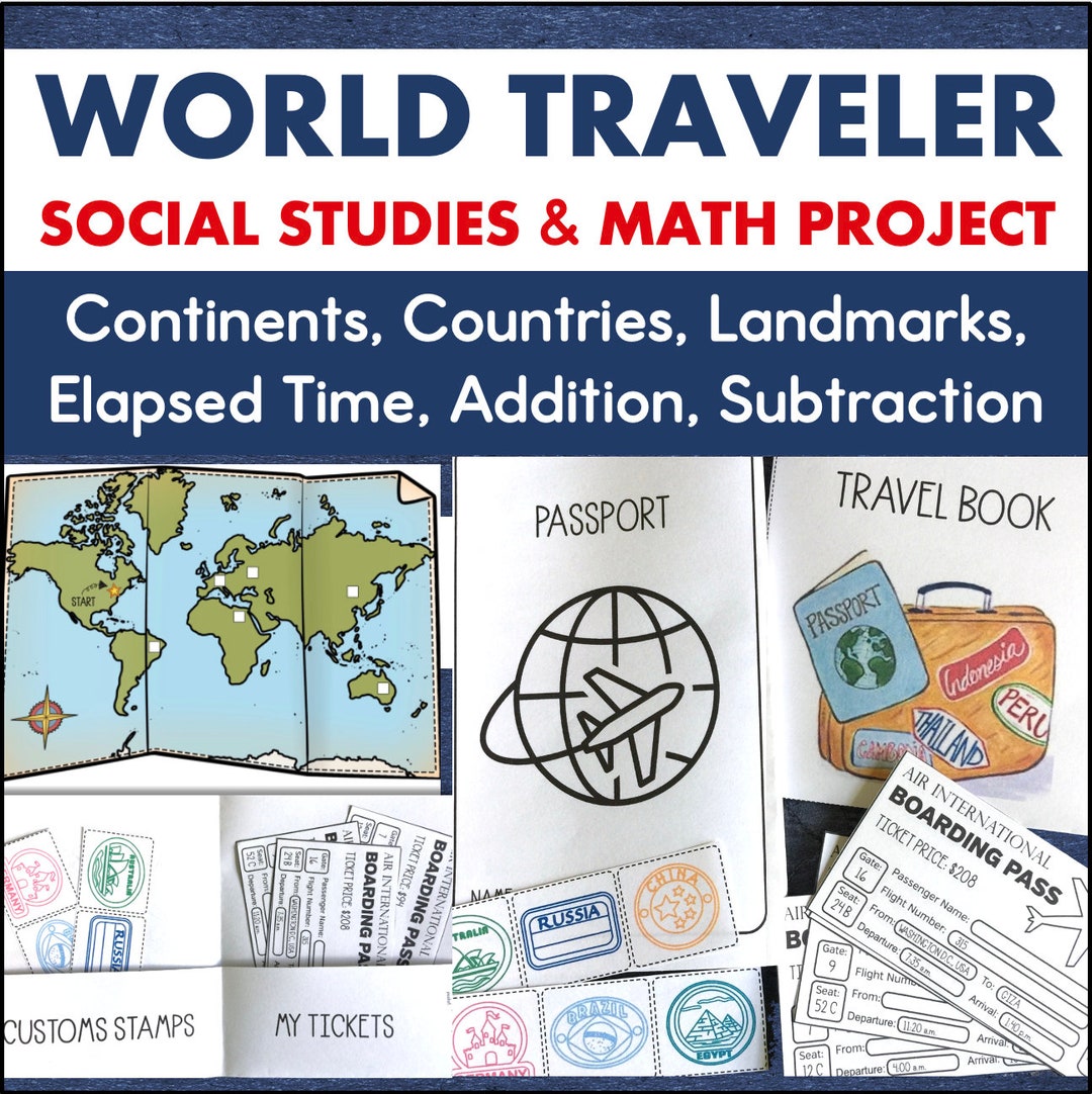 World Traveler 3rd Grade Math Practice and Geography Research Project ...