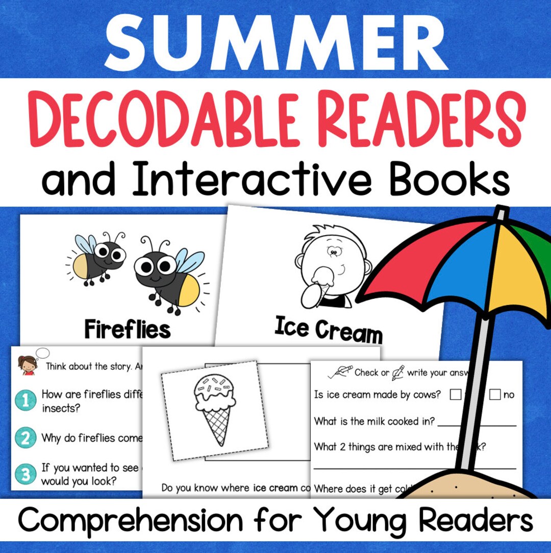 SUMMER Decodable Readers Printable Mini Books Comprehension Vocabulary ...
