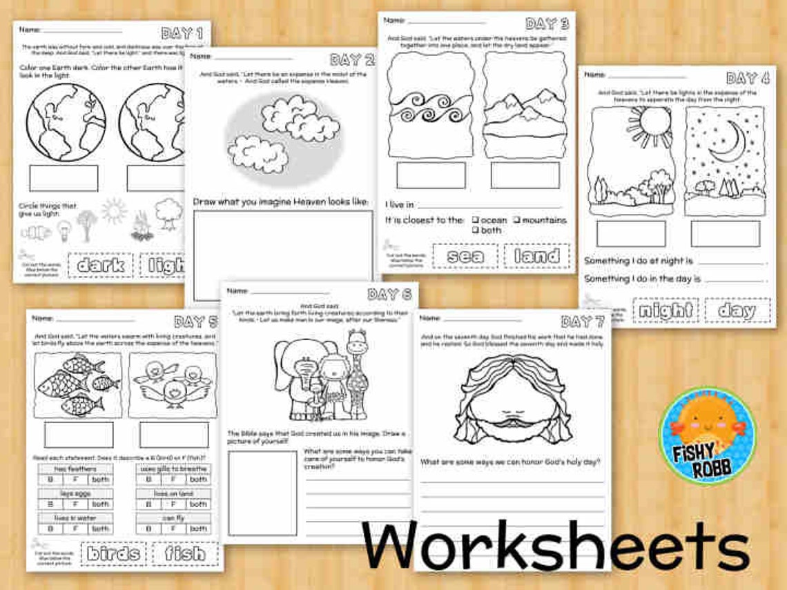 7 Days of Creation Story Activities Posters Worksheets Book - Etsy