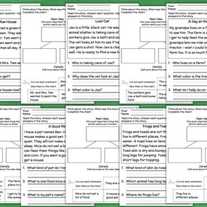 1st Grade Reading Comprehension Cut & Paste Worksheets Decodable ...