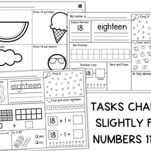 Kindergarten Math Worksheets Learning Numbers 1 to 20 Counting Number ...