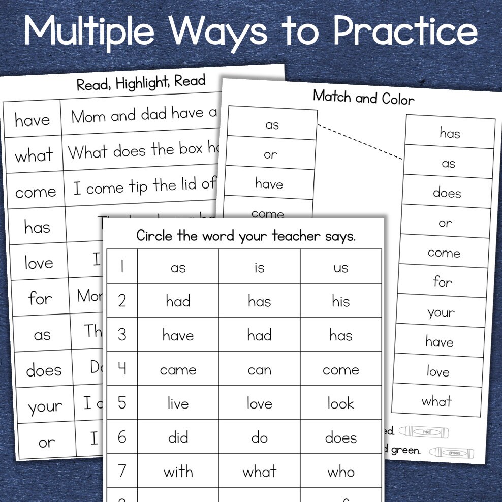 100 Printable Sight Words Worksheets & Flashcards Kindergarten 1st ...