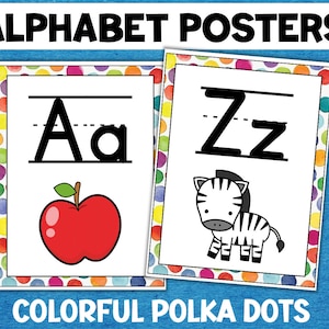 Printable Alphabet Posters ABC Letters Polka Dot Preschool Kindergarten ...
