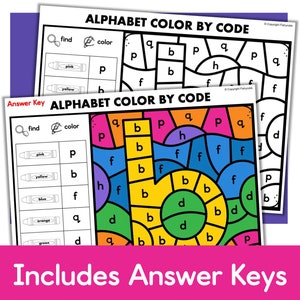 Kindergarten Alphabet Letters Color by Code Worksheets ABC Printables ...