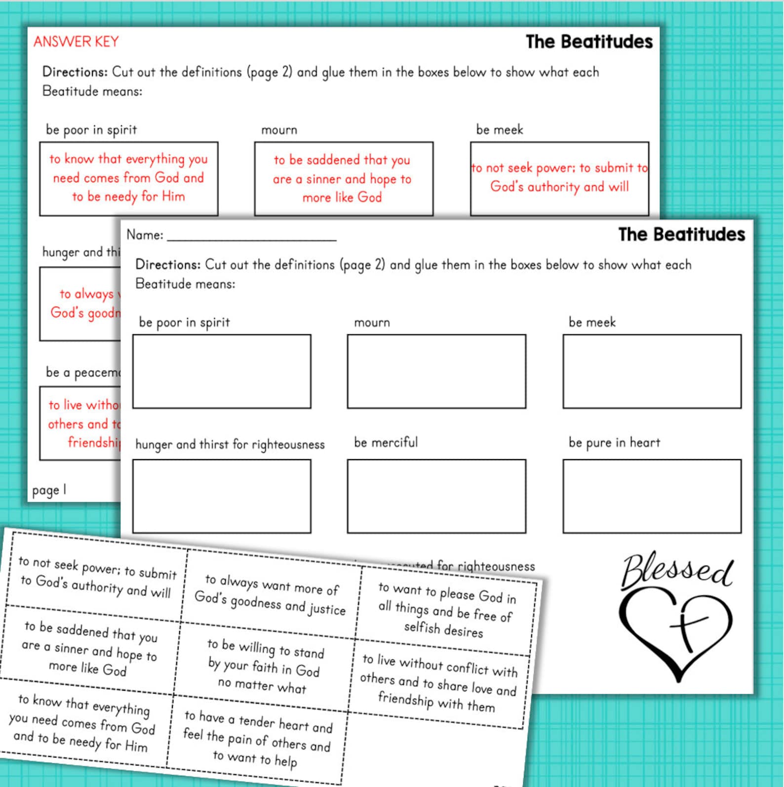 The Beatitudes Bulletin Board Set Posters & Worksheets Christian ...