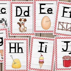 Printable Farm Theme Alphabet Posters ABC Letters Classroom Decor ...
