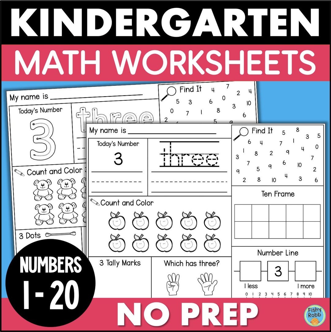 Kindergarten Math Worksheets Learning Numbers 1 to 20 Counting Number ...