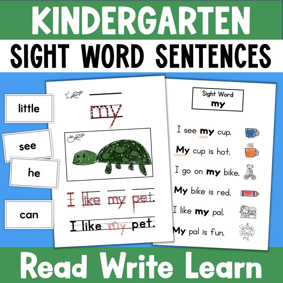 Kindergarten Sight Word Sentences Learn to Read Worksheets & Activities ...