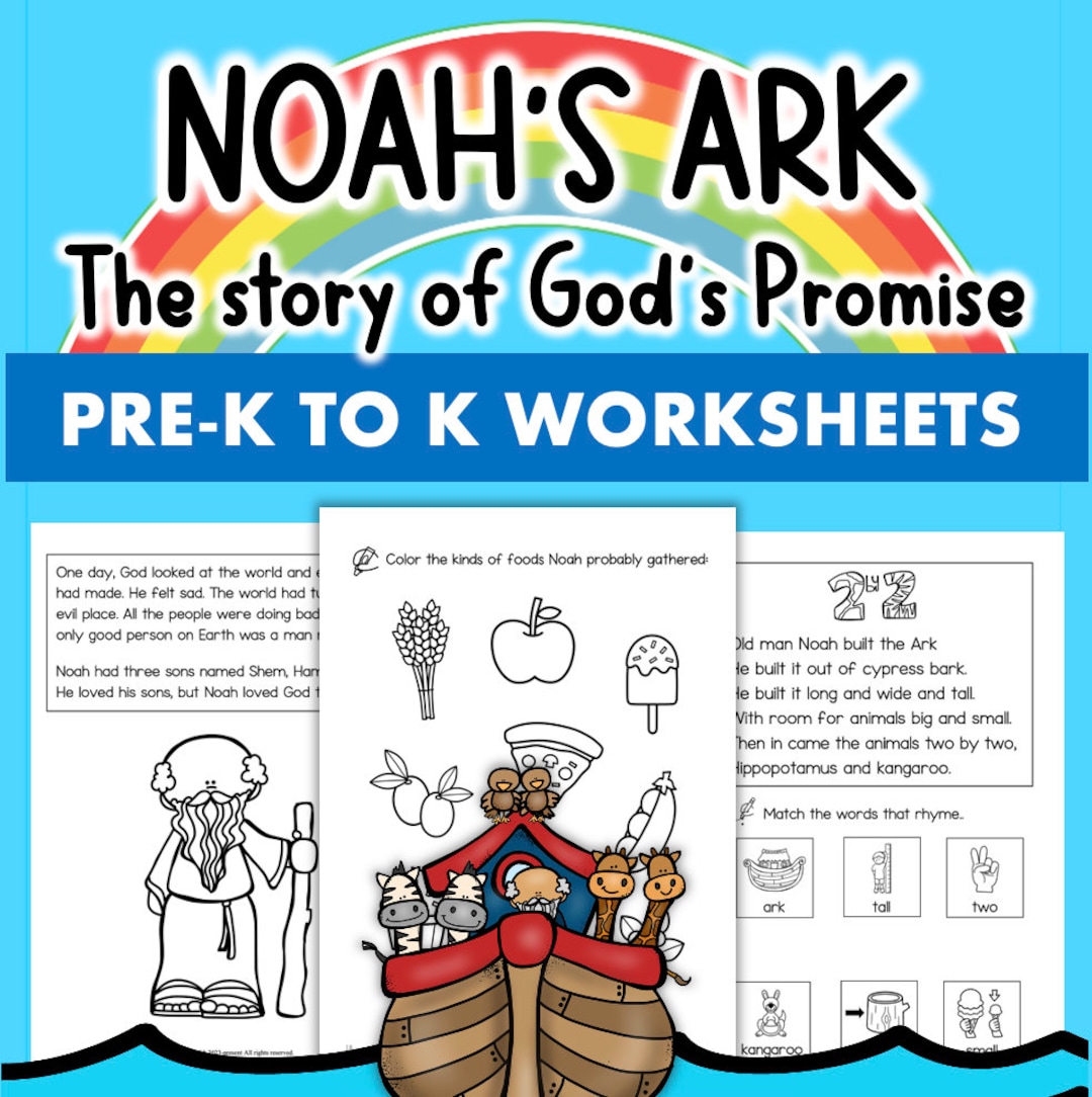 Noah's Ark Story Printable Activities Preschool Kindergarten Worksheets ...
