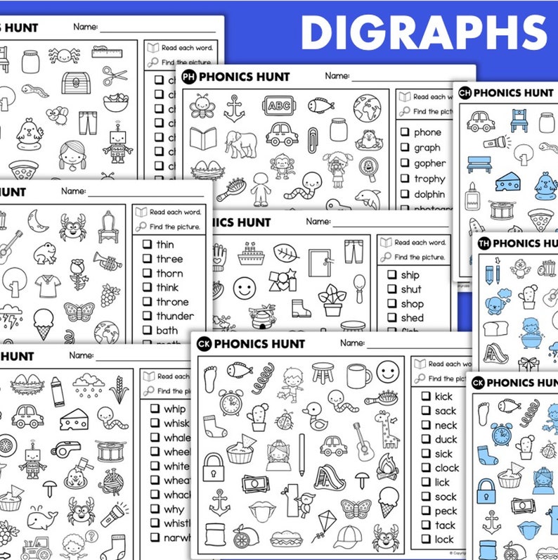 Phonics Read and Find Picture Hunt Worksheets 1st Grade 2nd Grade ...