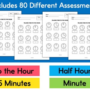 Telling Time Worksheets Practice Tests Quiz Assessments Math Homeschool ...