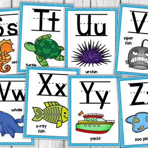 Printable UNDER the SEA Ocean Theme ABC Alphabet Posters Letters A to Z ...