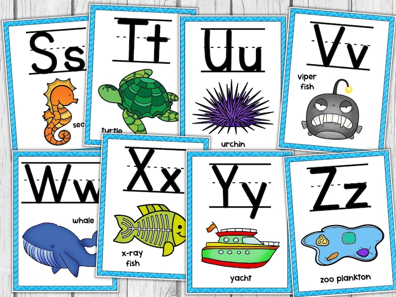Printable UNDER the SEA Ocean Theme ABC Alphabet Posters - Etsy