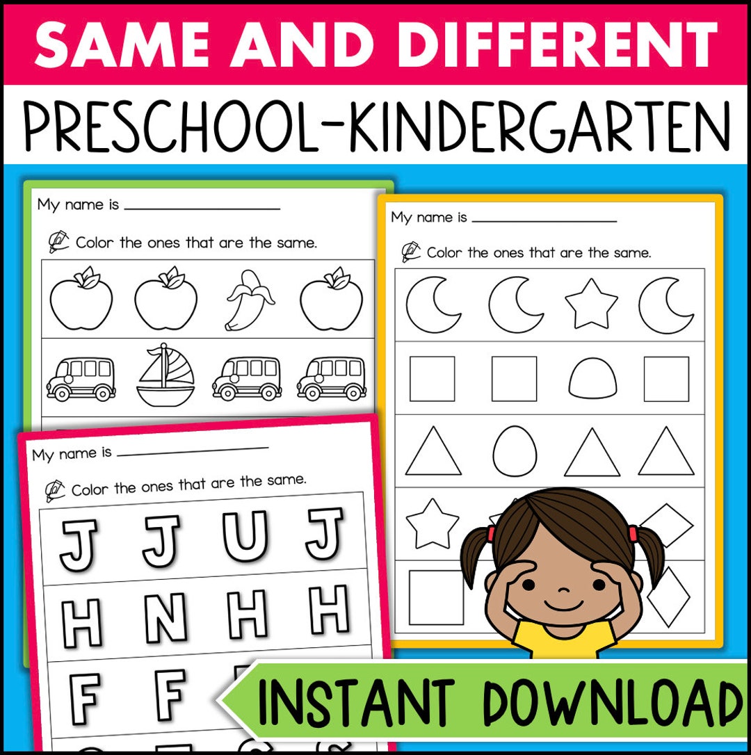 Same and Different Printable Worksheets Visual Discrimination Shapes ...