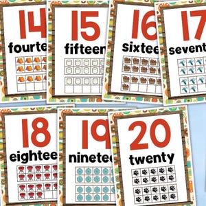 Printable CAMPING Theme Number Posters 1 to 20 With Tens Frame ...
