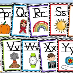 Printable ABC Alphabet Posters Letters A to Z Brights on Polka Dots ...