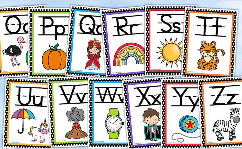 Printable ABC Alphabet Posters Letters A to Z Brights on Polka - Etsy