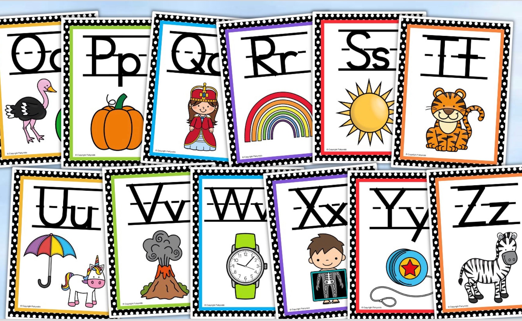 Printable ABC Alphabet Posters Letters A to Z Brights on Polka - Etsy