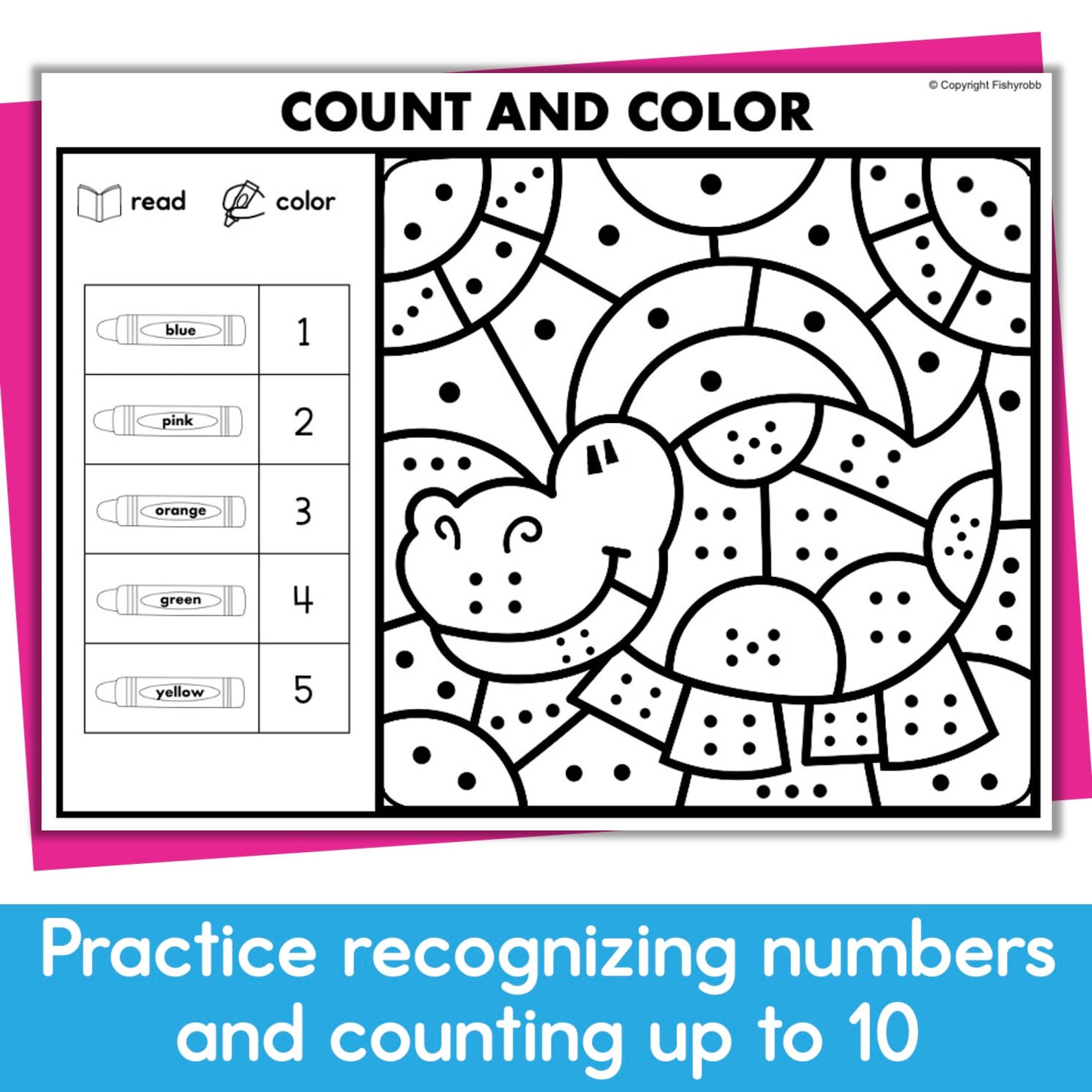Kindergarten Count and Color by Number Worksheets Numbers to - Etsy
