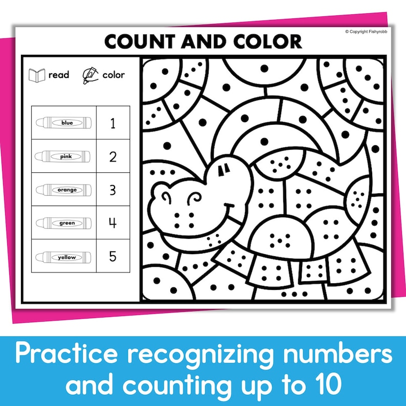 Kindergarten Count and Color by Number Worksheets Numbers to - Etsy