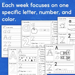 Kindergarten Daily Practice Worksheets FULL YEAR Spiral Review Phonics ...