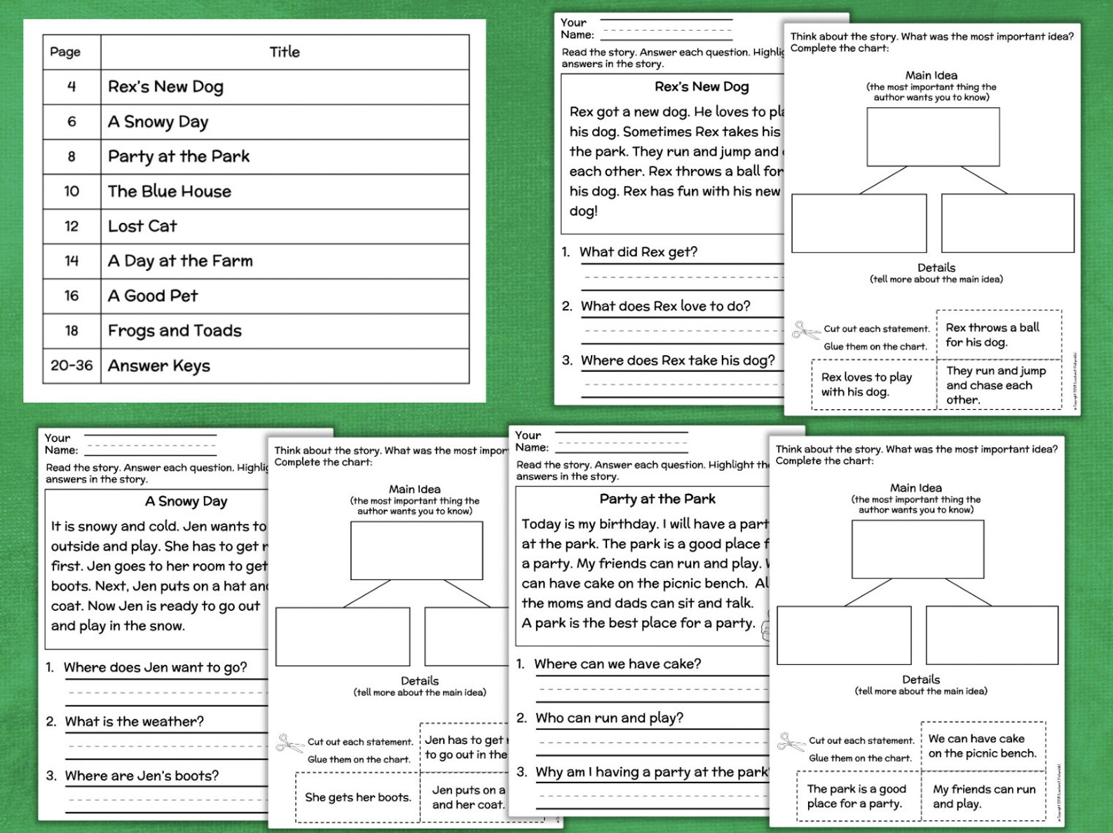 1st Grade Reading Comprehension Cut & Paste Worksheets Decodable ...