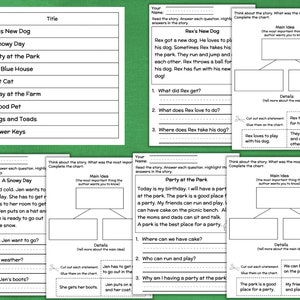 1st Grade Reading Comprehension Cut & Paste Worksheets Decodable ...