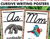 Printable Wild Animals Cursive Alphabet Posters & Handwriting - Etsy