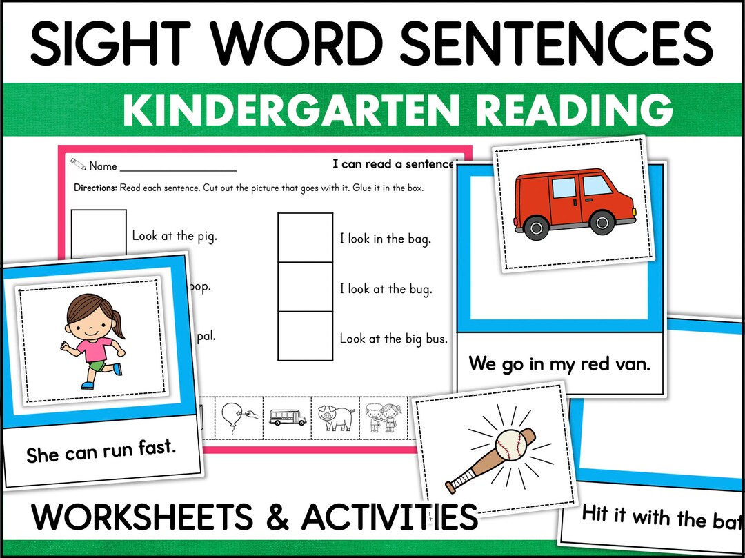 Kindergarten Learn to Read Sight Words Decodable Sentences - Etsy