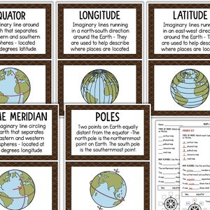 MAPS Map Skills Posters & Worksheet Social Studies Classroom Homeschool ...