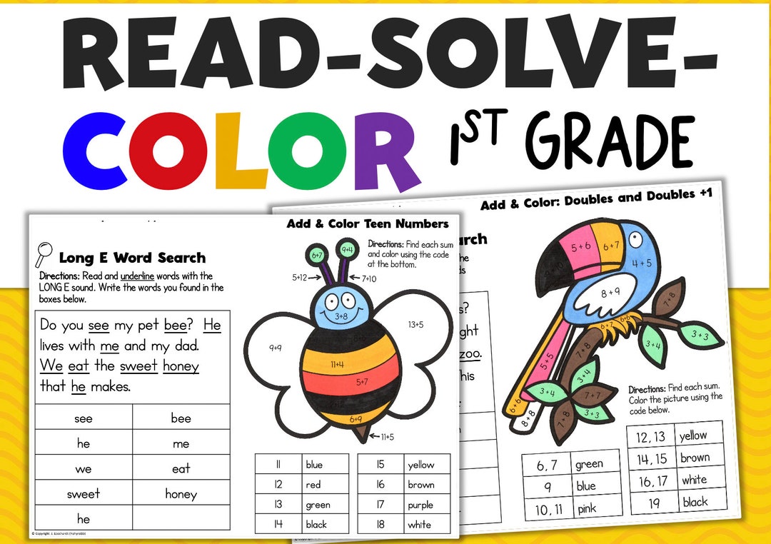 1st Grade Math & Reading Worksheets Phonics Addition Subtraction ...