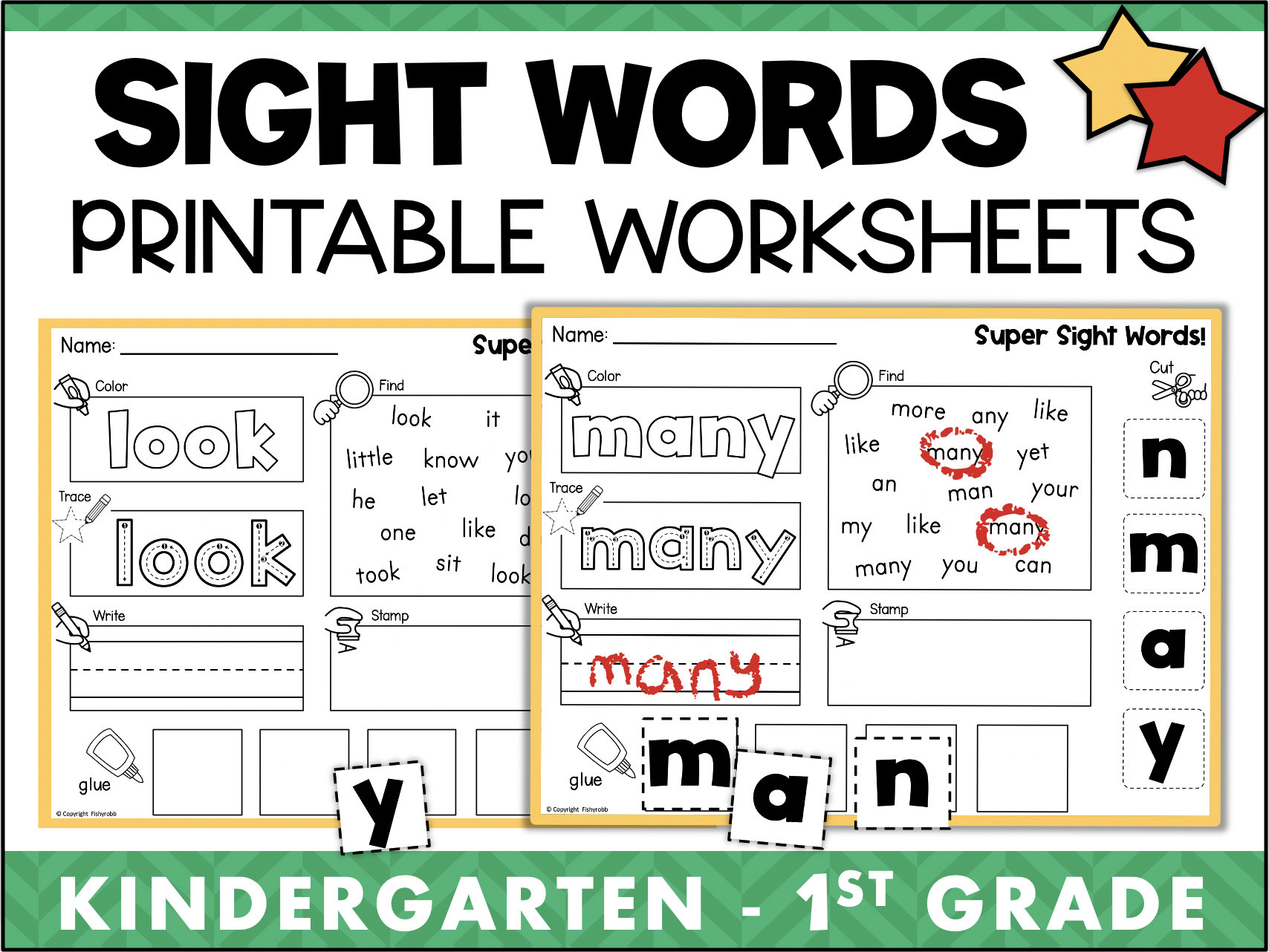Kindergarten 1st Grade Sight Words 100 Practice Worksheets - Etsy