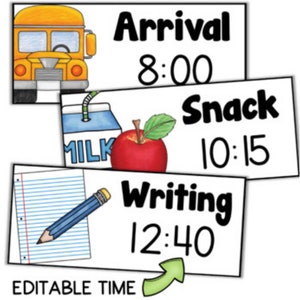 EDITABLE Classroom Daily Schedule Cards & Clocks Back to School Decor ...