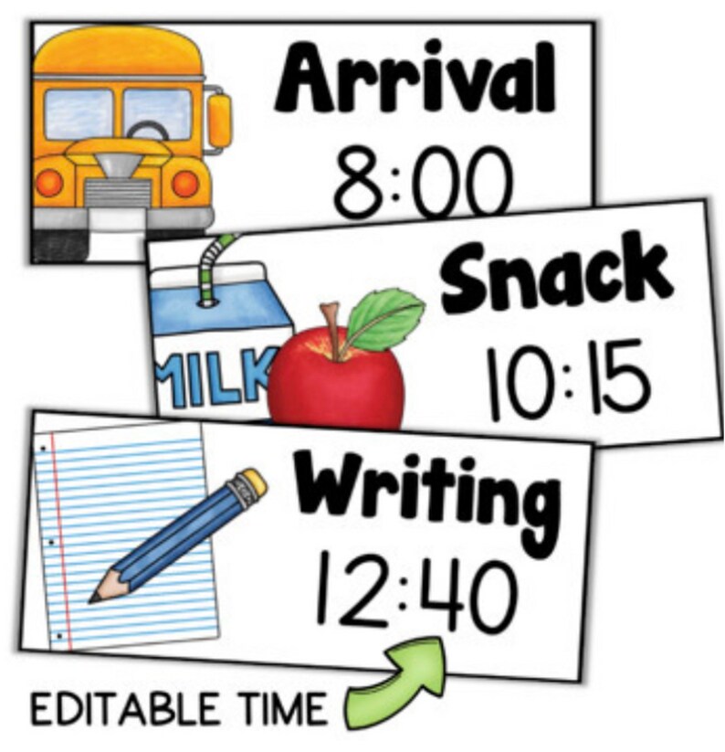EDITABLE Classroom Daily Schedule Cards & Clocks Back to - Etsy