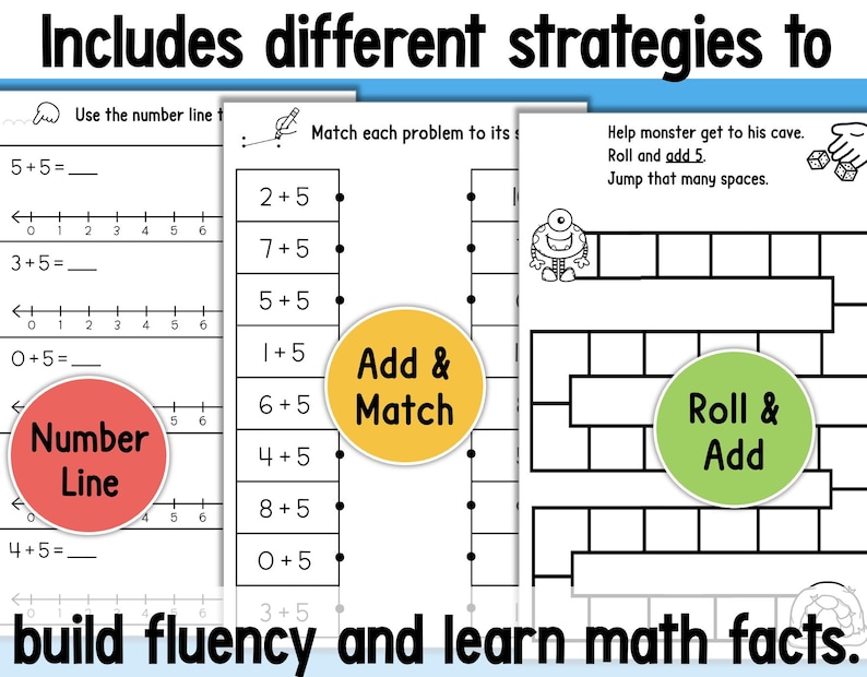 1st Grade Addition Math Facts Printable Practice Booklets Fact Fluency ...