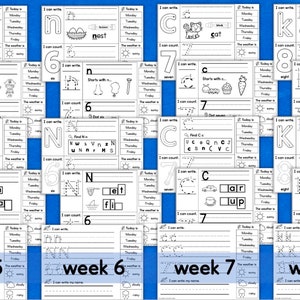 Kindergarten Daily Practice Worksheets FULL YEAR Spiral Review Phonics ...